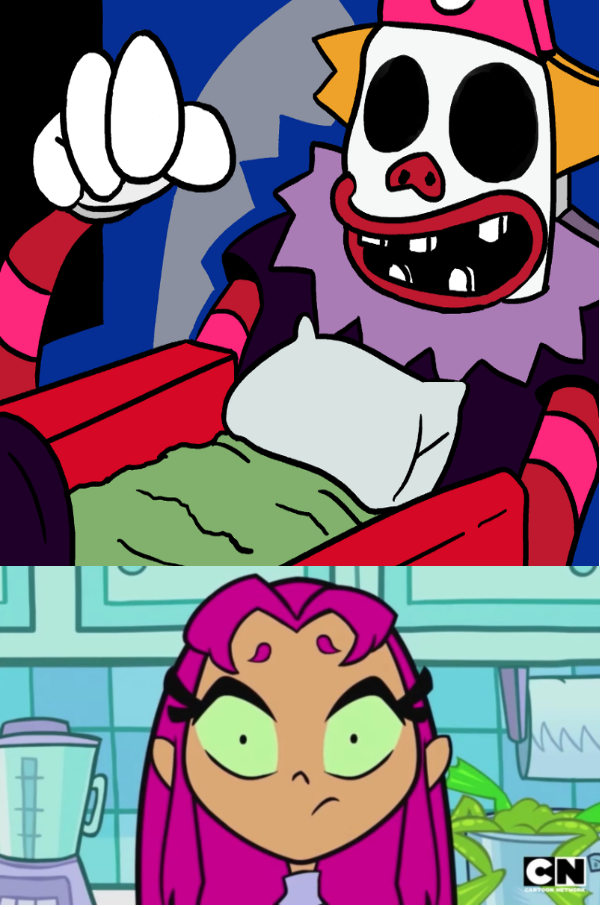 Clown Bed scares Starfire by CrazyChris622 on DeviantArt