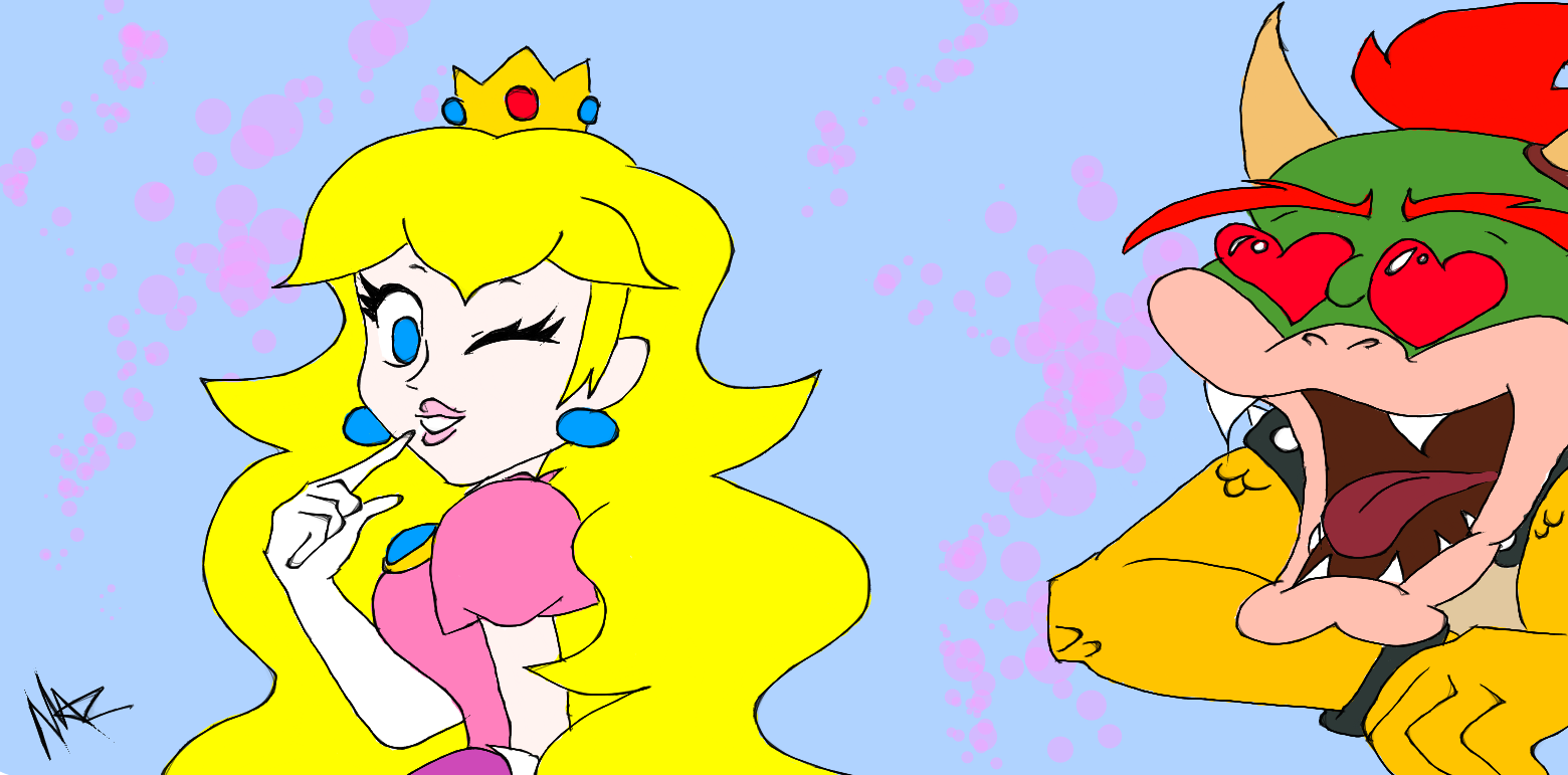 Princess Peach And Bowser By Invader Sal On Deviantart