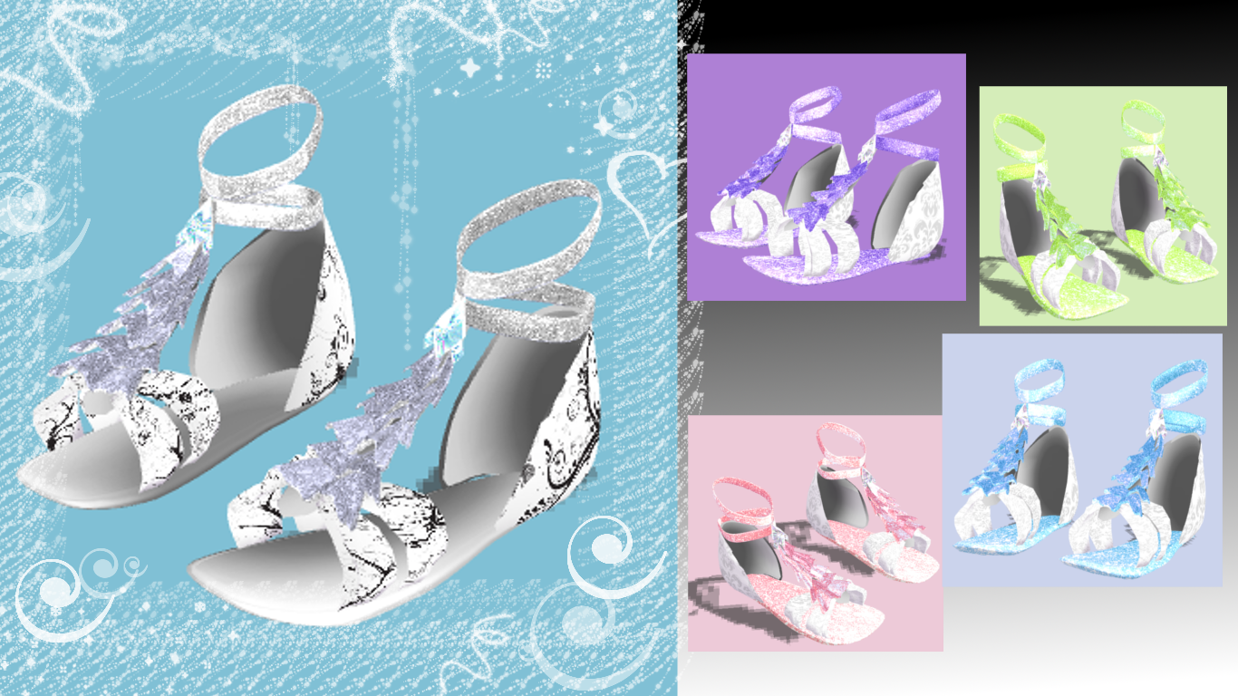 [MMD] Flat glittery Diamond Ruffle Sandals by DeidaraChanHeart on ...