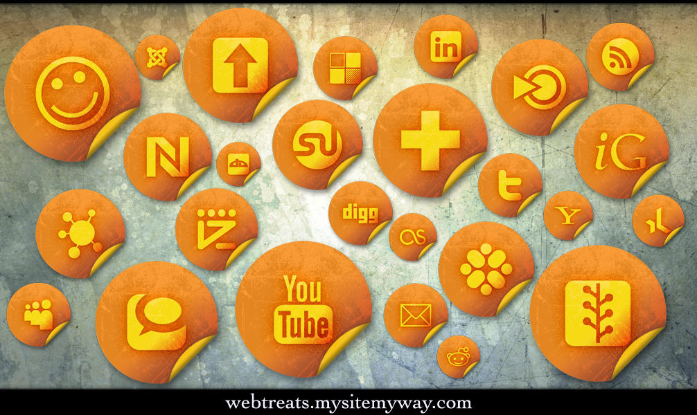 Orange Stickers Soc. Media by WebTreatsETC on DeviantArt