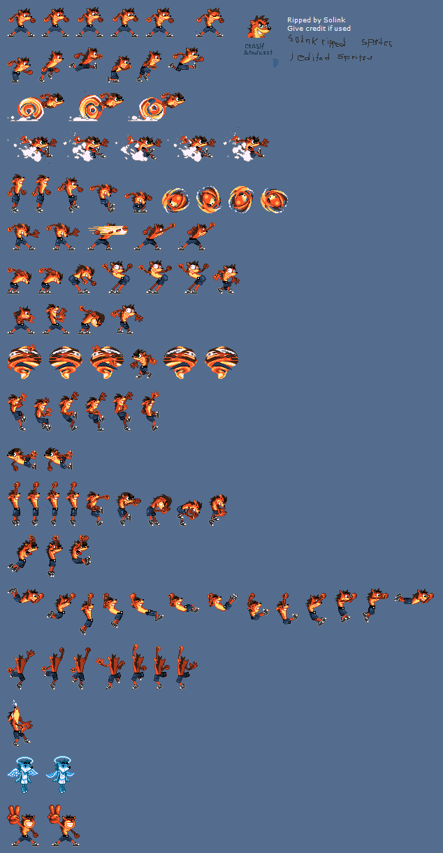 Crash Bandicoot sprite sheet by Popgamer06 on DeviantArt