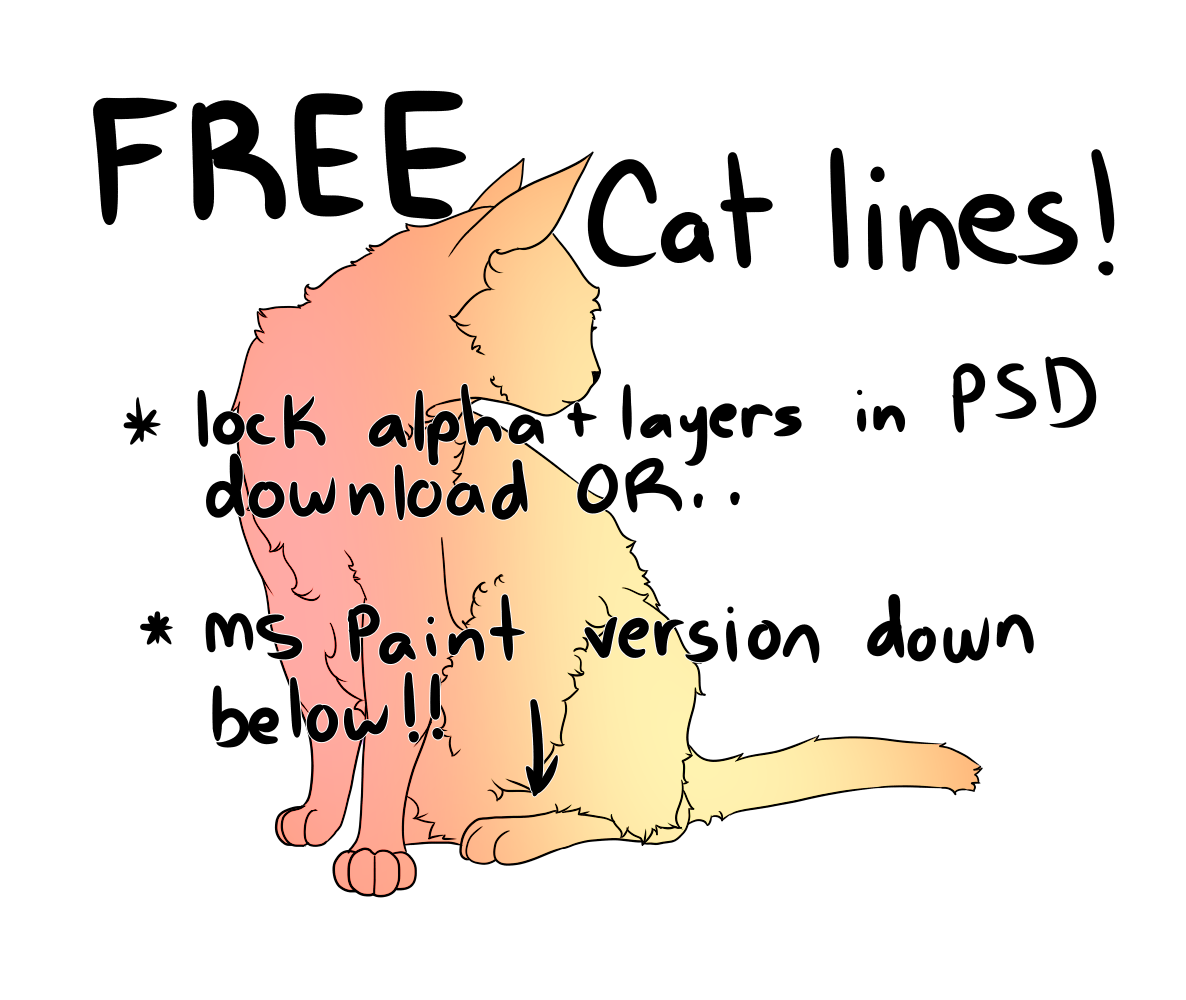 FREE use cat lines (MS Paint friendly included!) by love-is-just-greed ...