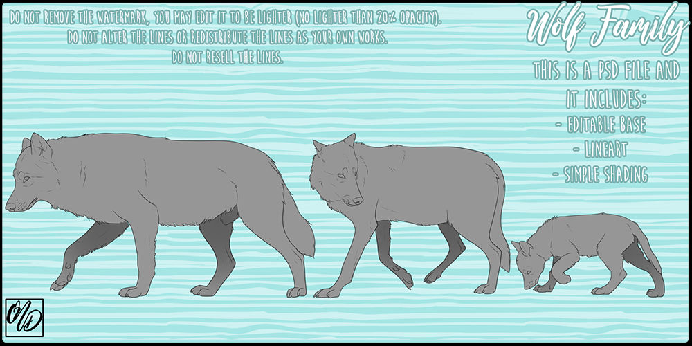 P2U - Wolf Family Lineart by OfNaturalDesign on DeviantArt