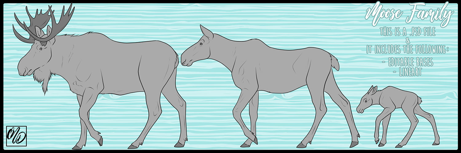 P2U - Moose Family Lineart by OfNaturalDesign on DeviantArt