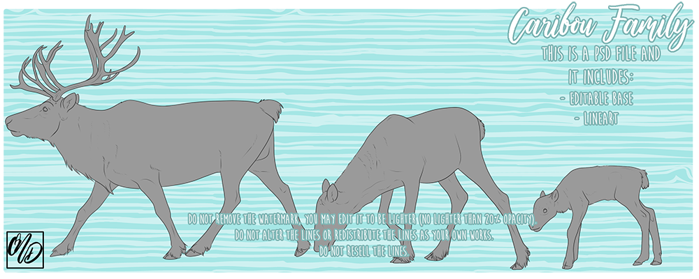 P2U - Caribou Family Lineart by OfNaturalDesign on DeviantArt