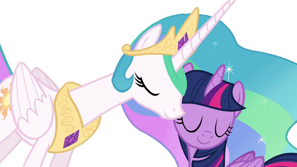 Celestia nuzzles Twilight's cheek by TheBestGamer100 on DeviantArt