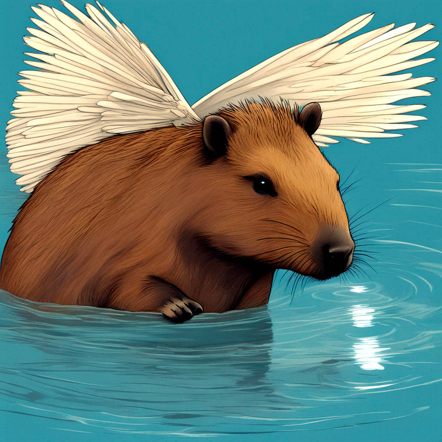 Capybara angel, with filter effect by fantasiapearls on DeviantArt