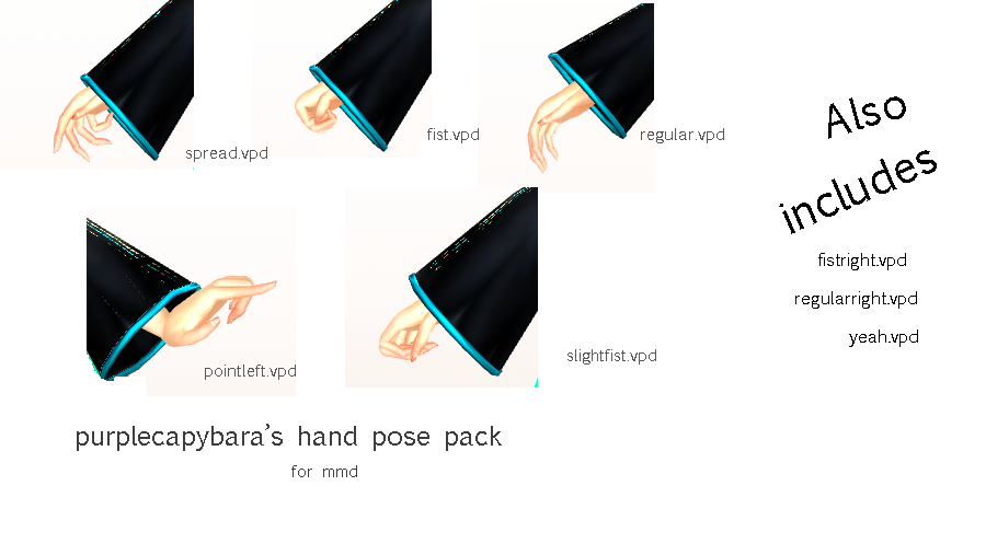 Hand poses + DL! (MMD) by purplecapybara on DeviantArt