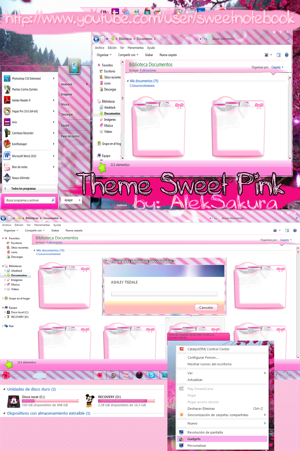 Sweet Pink theme windows 7 by AlekSakura on DeviantArt