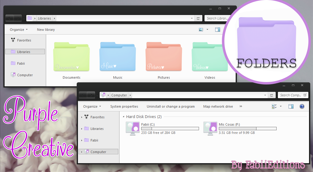 Purple Creative Iconpackager theme by fabii27 on DeviantArt