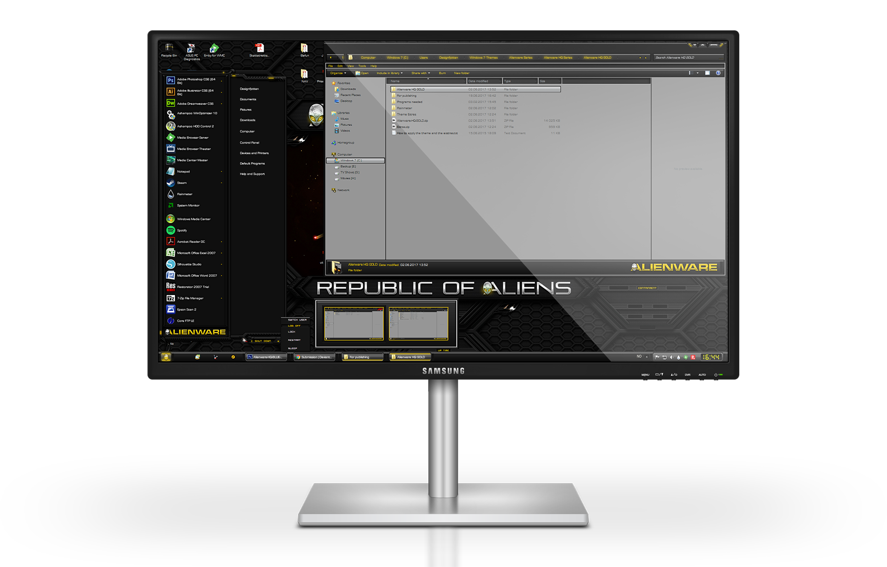 Alienware HQ GOLD Windows 7 Theme by Designfjotten on DeviantArt