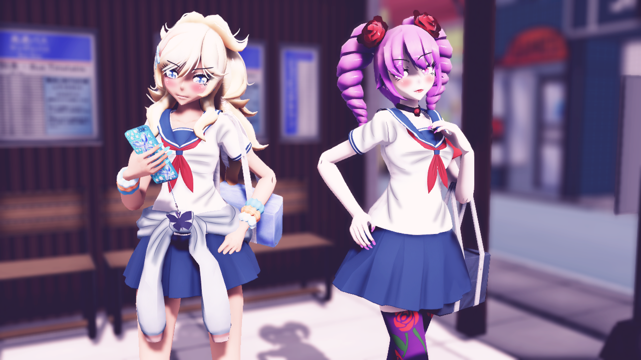 [MMD x YandereSim] Bus stop by Miss-Sweeten443 on DeviantArt