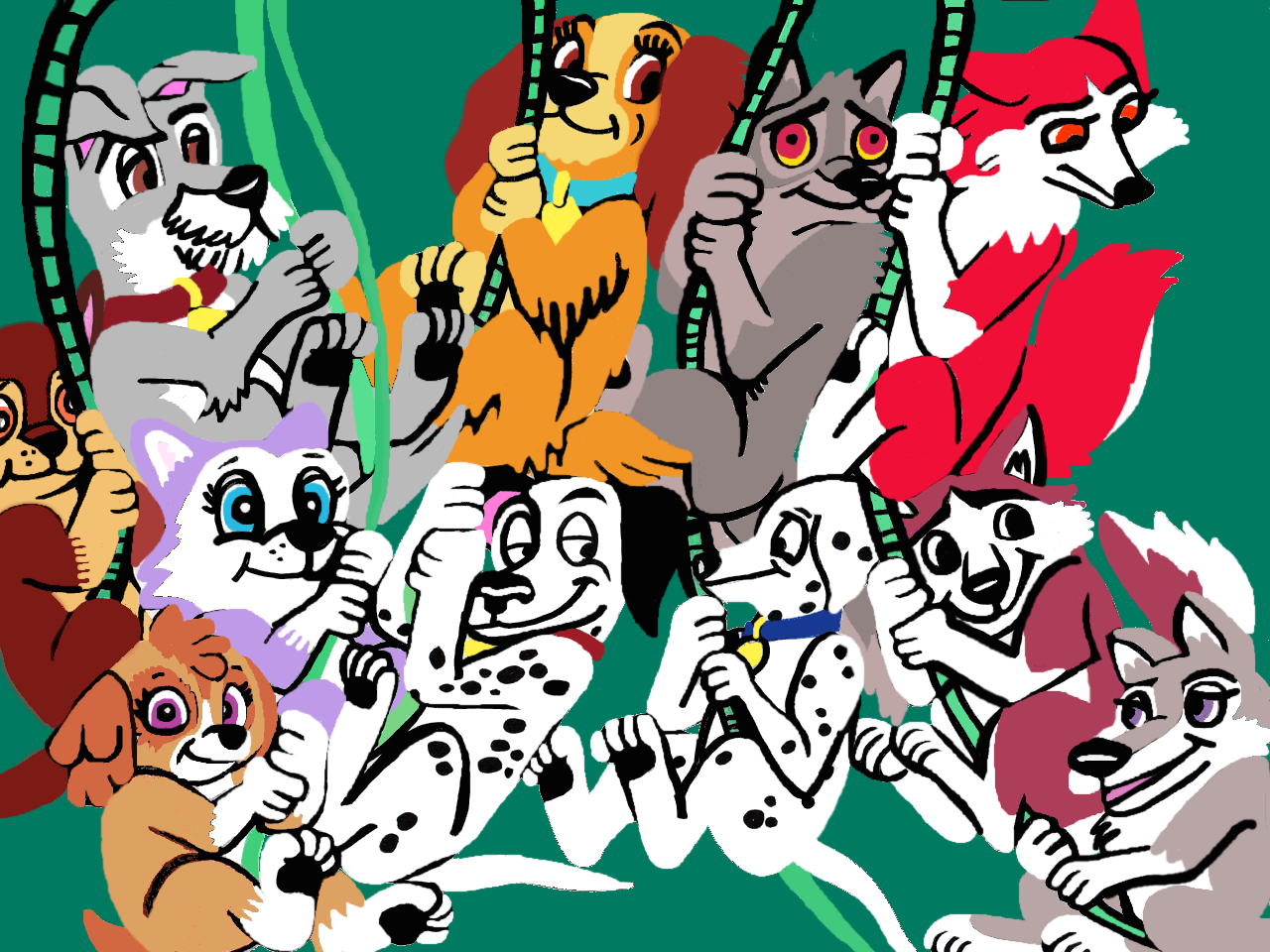 Lady, Tramp, Balto, Paw Patrol, Pongo and Perdita by tcr11050 on DeviantArt