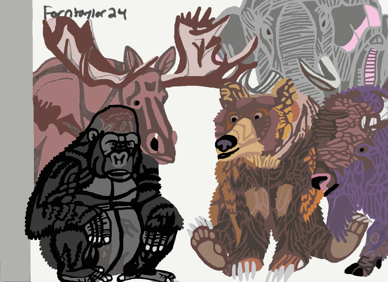 Bear, Bison, Elephant, Gorilla and Moose by tcr11050 on DeviantArt