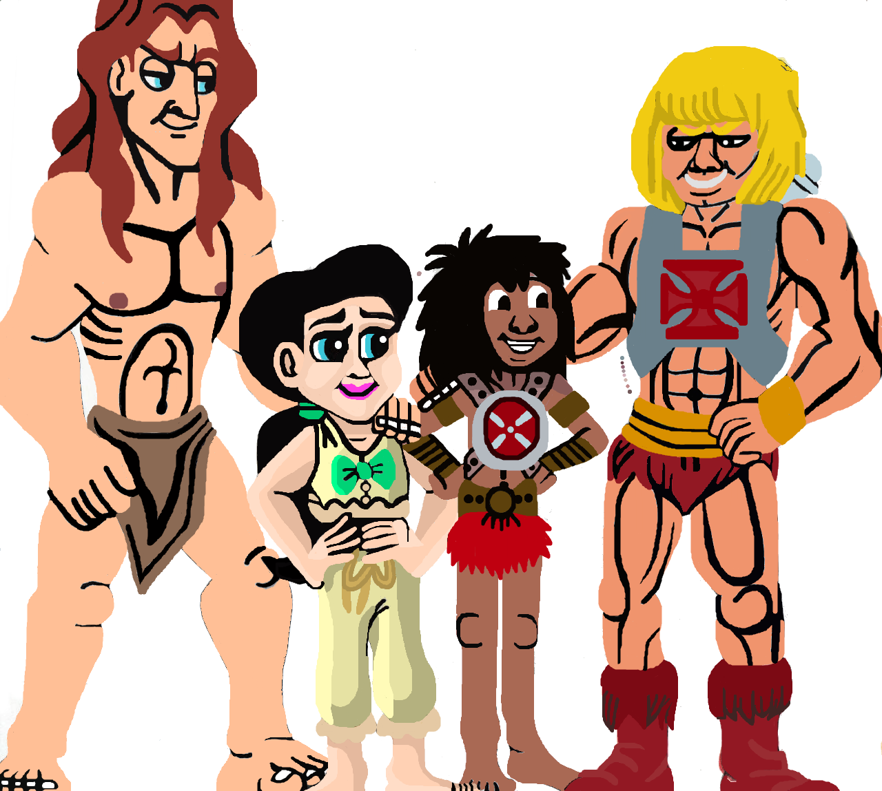Tarzan, Melody, Mowgli and HeMan by tcr11050 on DeviantArt