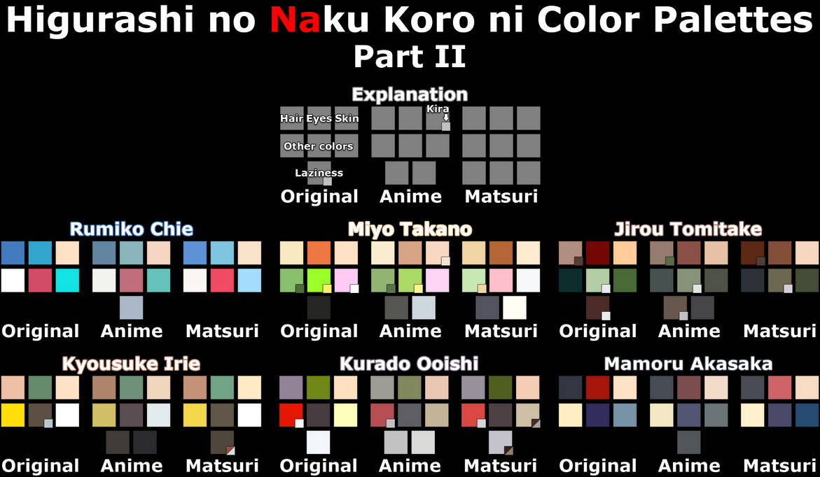 Higurashi Color Palettes - Part II by Lady-Echo on DeviantArt