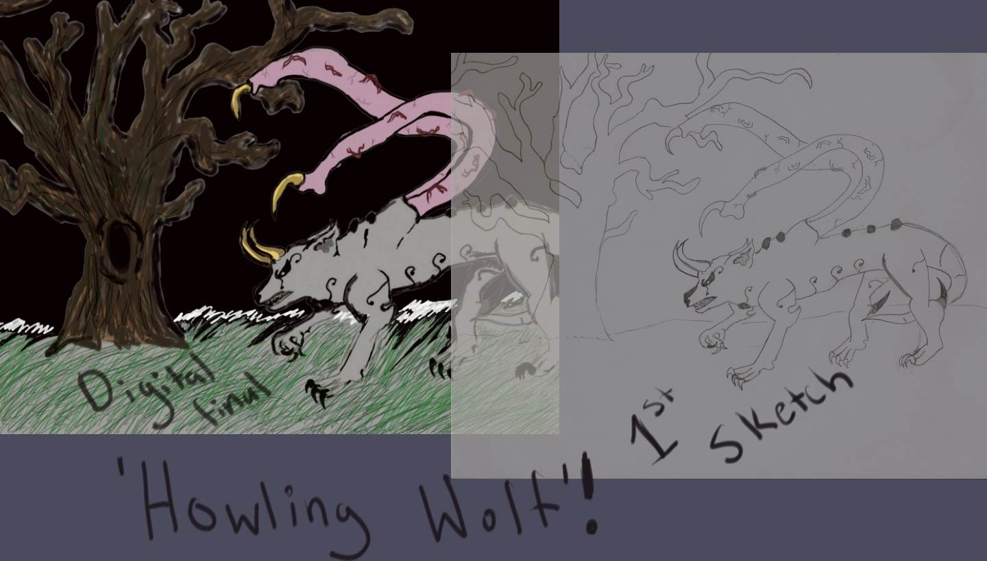 Howling Wolf (Trying Digital?) by EyeWonderUniverse on DeviantArt