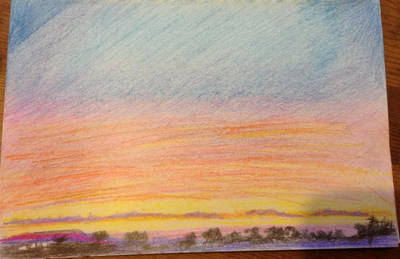 Colour pencil drawing of evening sunset by Dass25 on DeviantArt