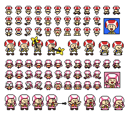 Toad and Toadette Overworld and Battle Sprites by PokeGirlRULES on ...