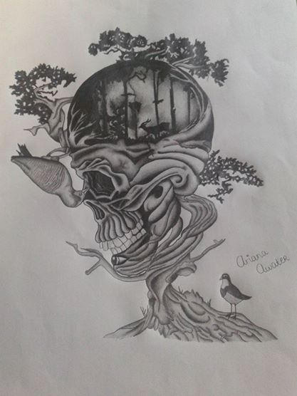 Skull fantasy drawing by Ariana-1997 on DeviantArt