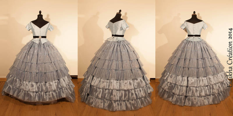 1850 Ball gown : Blue crinoline dress by Esaikha on DeviantArt