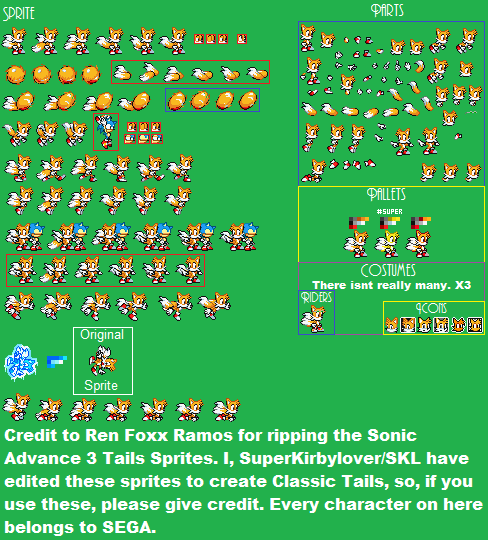 Classic Tails Advance Sprite Sheet by SuperKirbylover1 on DeviantArt