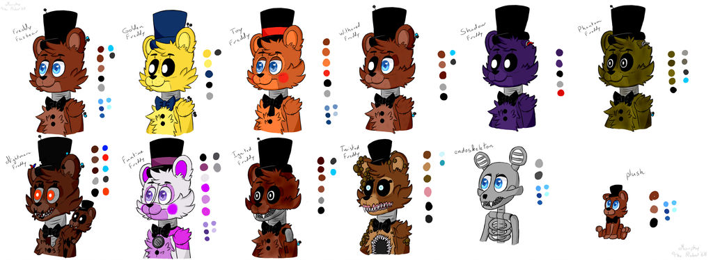 Some Versions Of Freddy Fazbear by Arcencia68 on DeviantArt