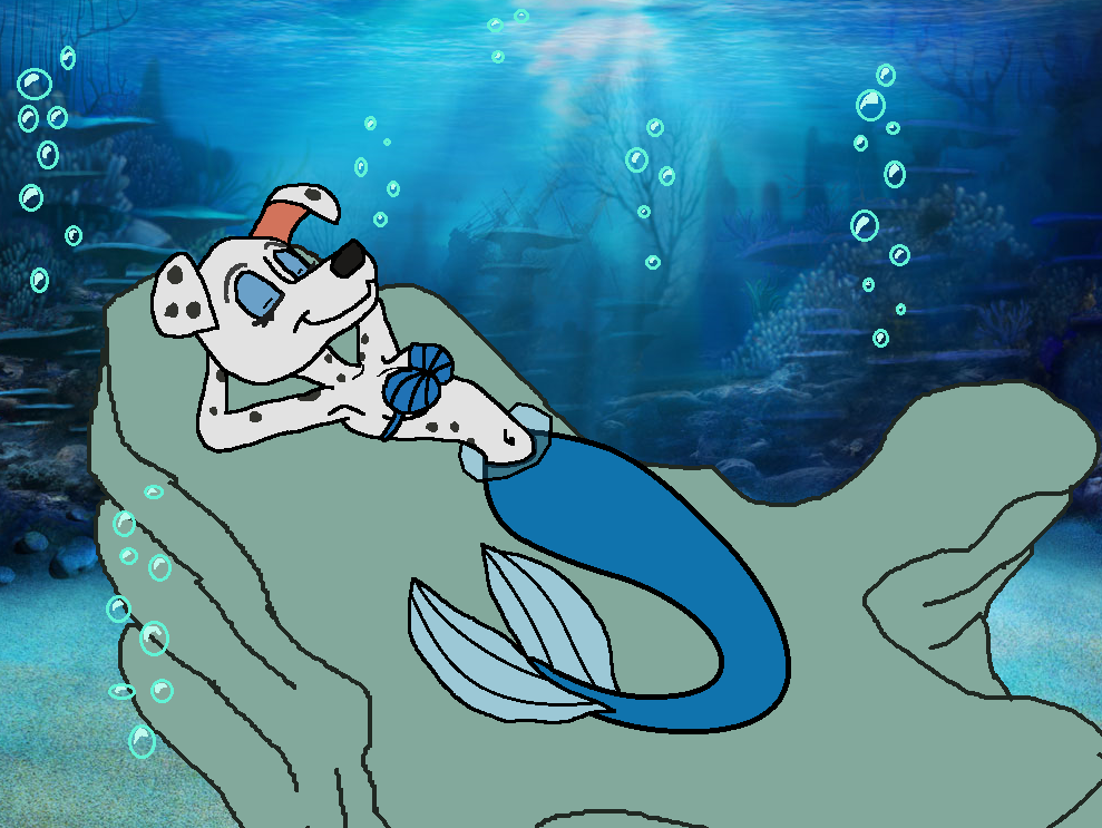 Mer-Dalmatian Perdita Relaxing on the Rock by RowserlotStudios1993 on ...
