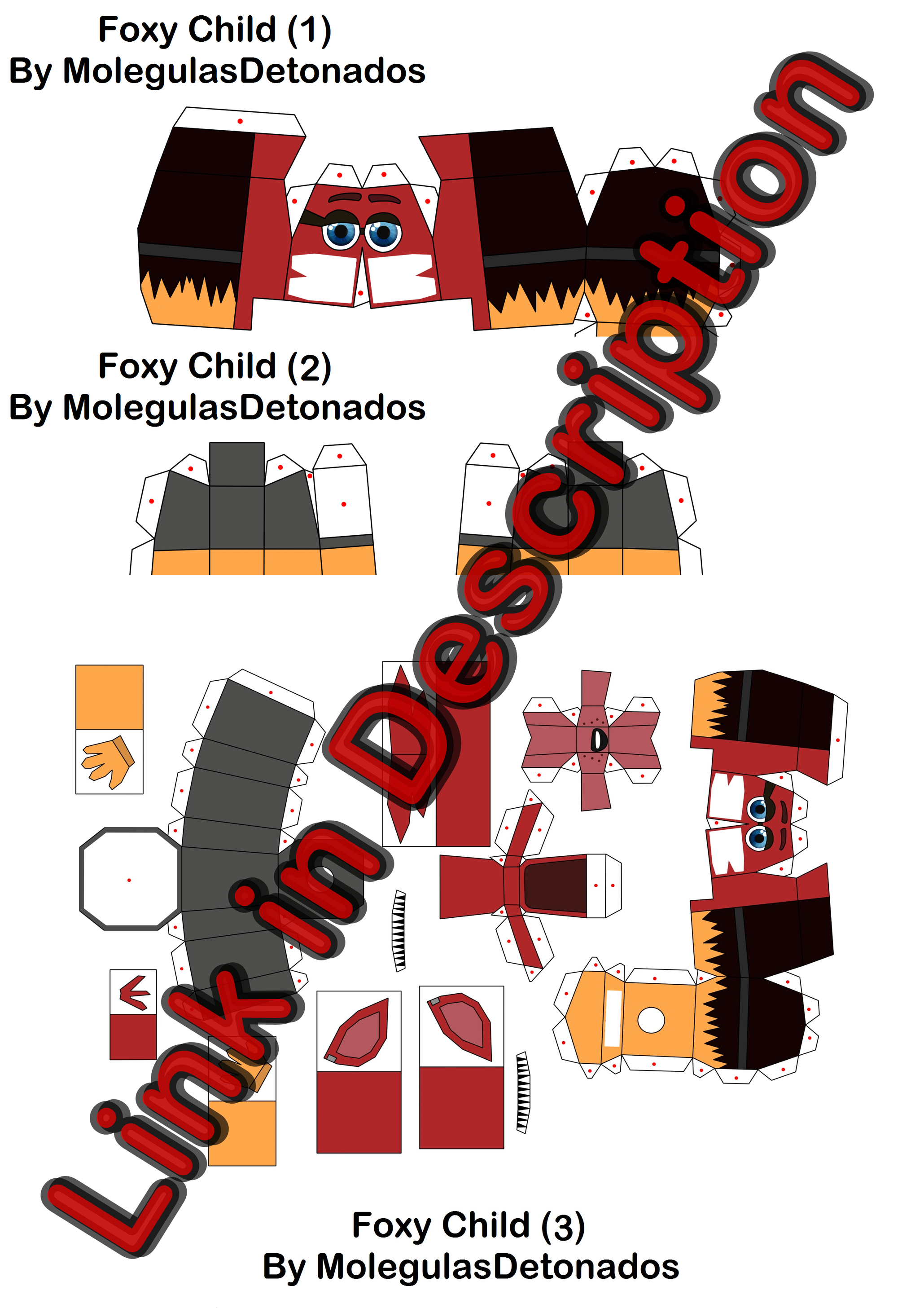 Papercraft FNAF 4 Foxy Child DOWNLOAD by MolegulasDetonados on DeviantArt