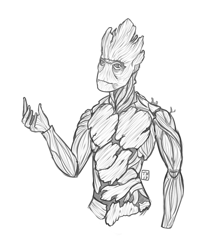 Groot sketch by PeachPandaa on DeviantArt