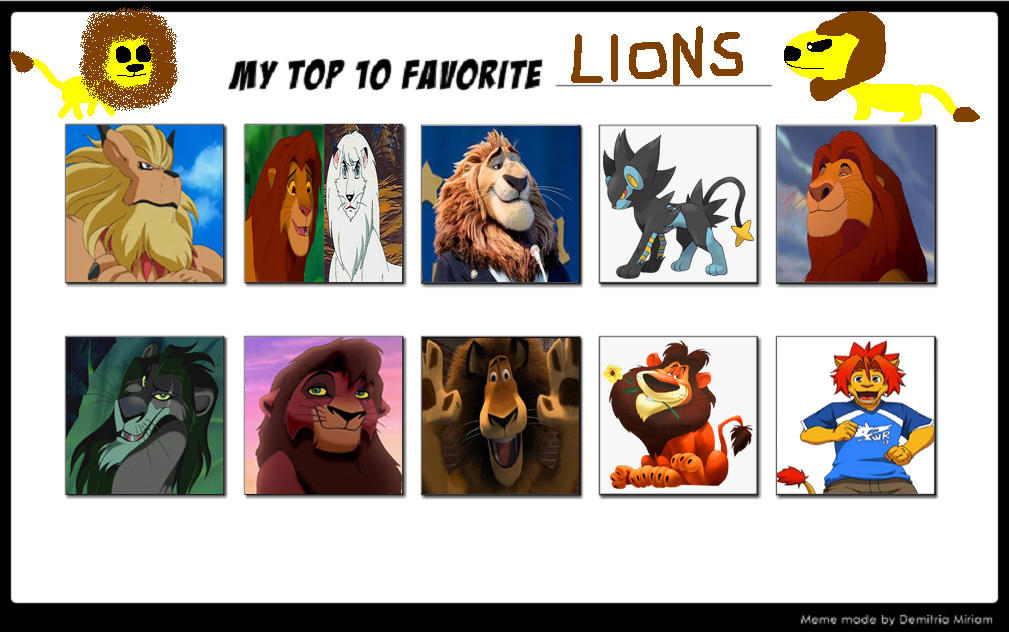 My Top 10 Favourite Lions by DracoCharizard87 on DeviantArt