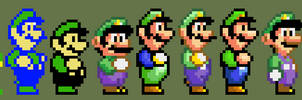 Luigi Pixel Sprites (1983-2017) Updated by Mazecube24 on DeviantArt
