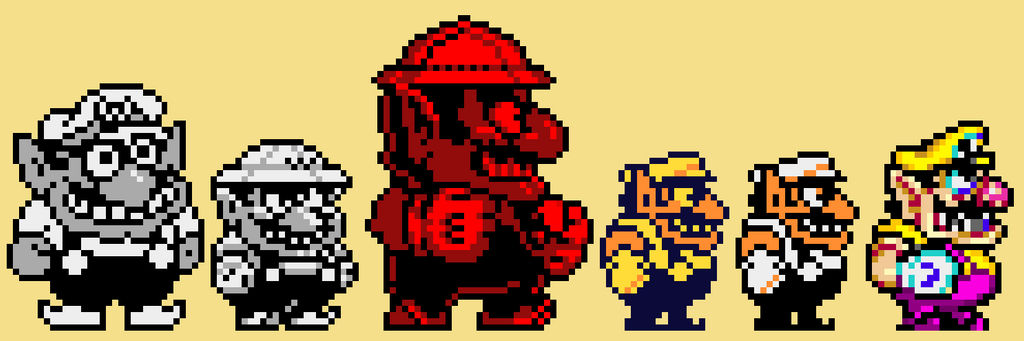 Wario Pixel Sprite (1992-2001) by Mazecube24 on DeviantArt