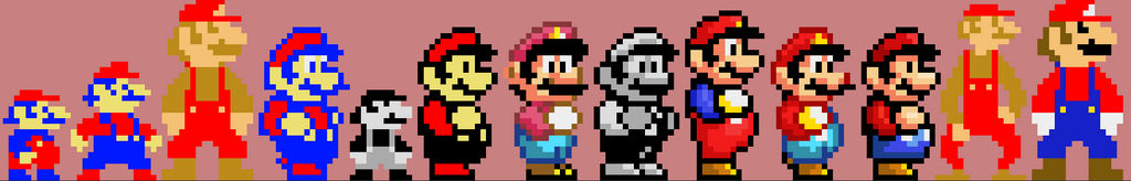 Mario Pixel Sprites (1981-2017) Updated by Mazecube24 on DeviantArt