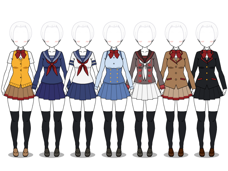 Yandere Simulator uniforms + EXPORTS by VaNeSsA-SaNa-DoOdLeS on DeviantArt