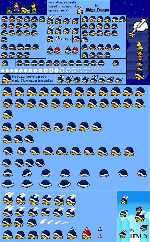 Buzzy Beetle MLBIS sprite sheet by lenoxmst on DeviantArt