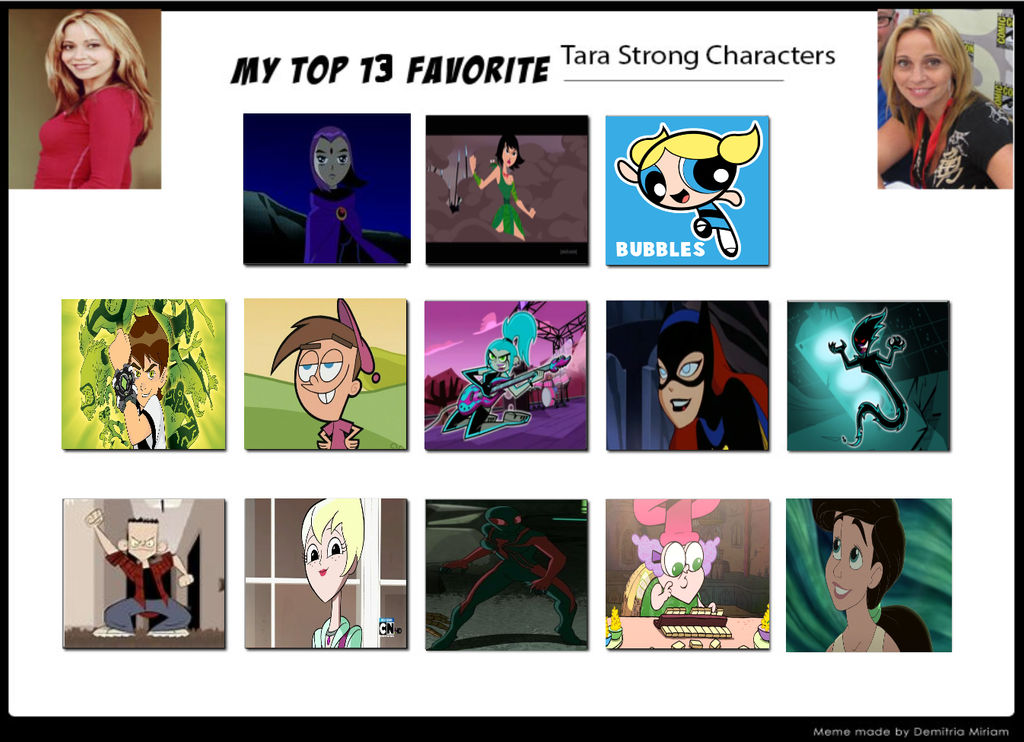 Top 13 Tara Strong characters by supercrashthehedgeho on DeviantArt