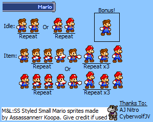 ML:SS Small Mario Sprites by Assassannerr on DeviantArt