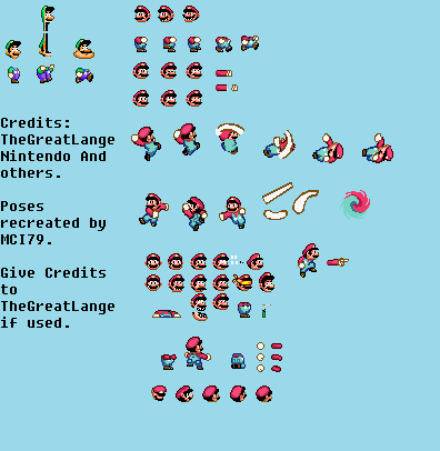 SMW Lange Mario and Luigi Sprite Sheet by MCI790 on DeviantArt