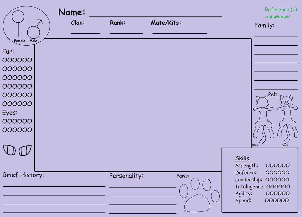 Warrior Cat Reference Sheet by SamMeows on DeviantArt