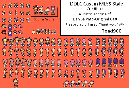 DDLC Cast in the style of MLSS Sprite Sheet by Toad900 on DeviantArt