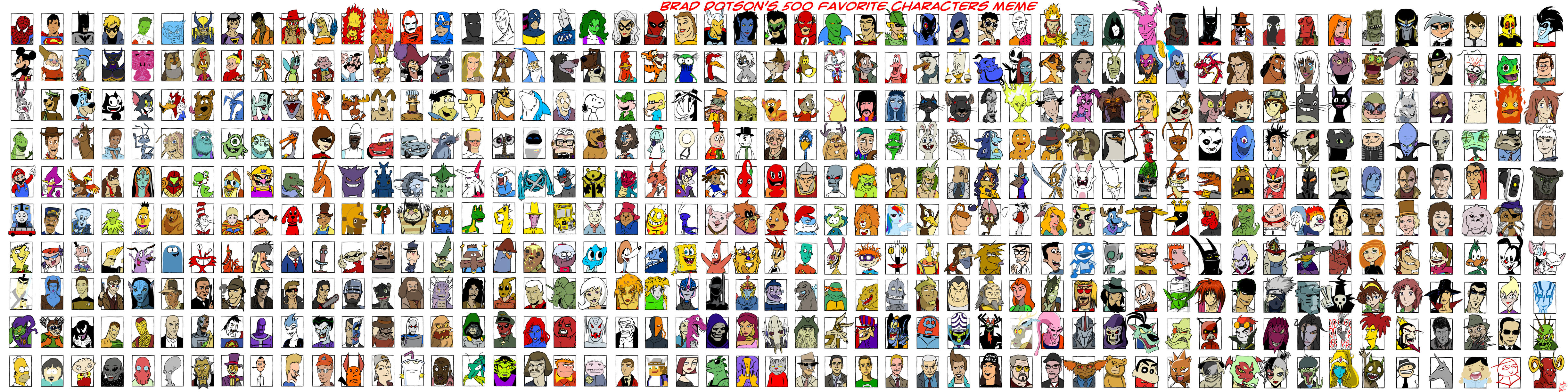 Brad Dotson's 500 Favorite Characters Meme by TheZoologist on DeviantArt