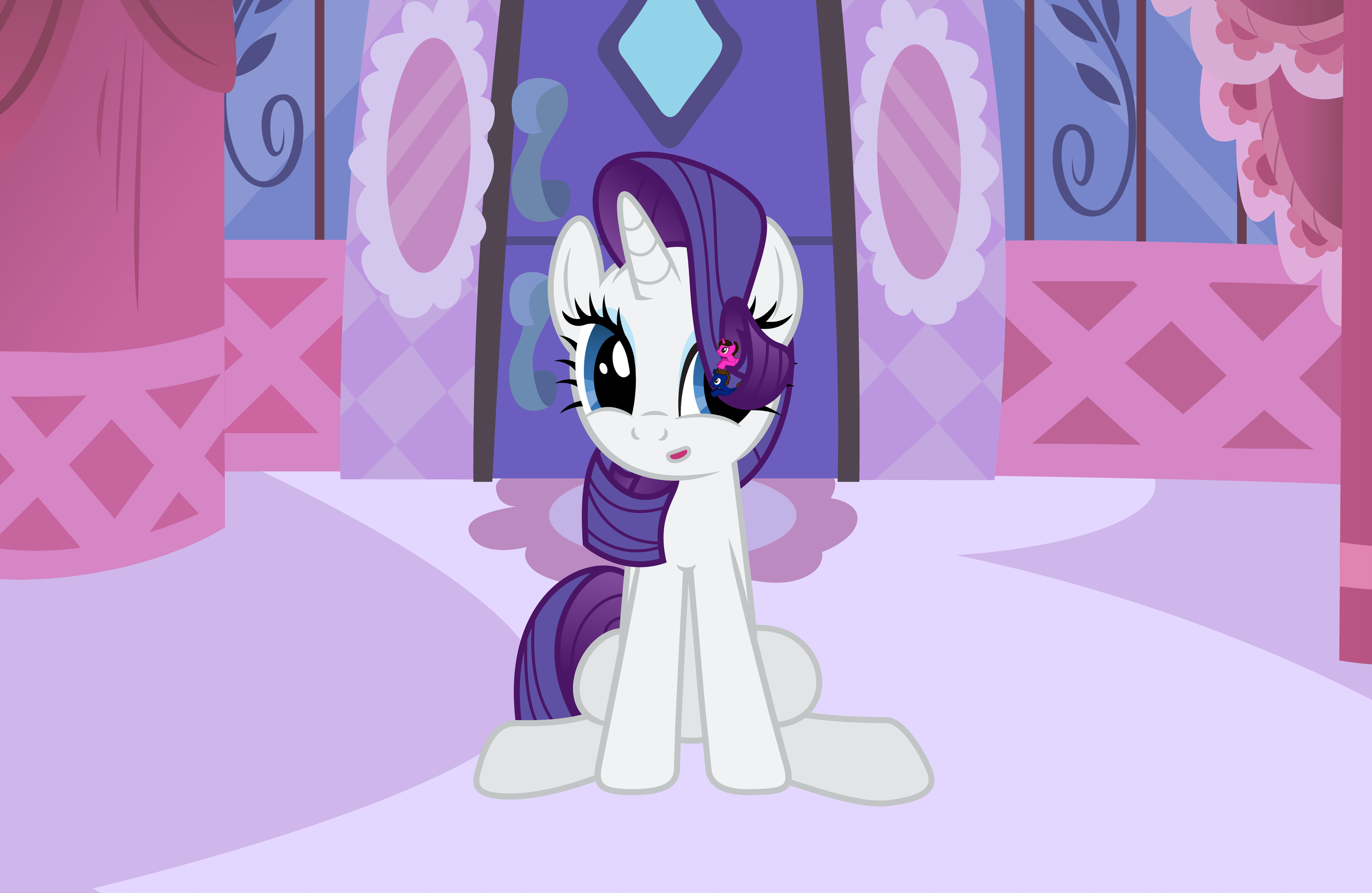 Riding in Rarity's mane by PrinceEithan28 on DeviantArt