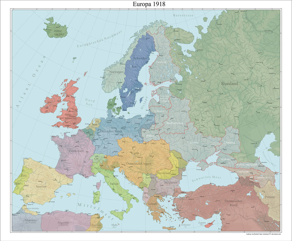 By Arminius 1871 on DeviantArt: Europe in 1918 after a Central Powers ...