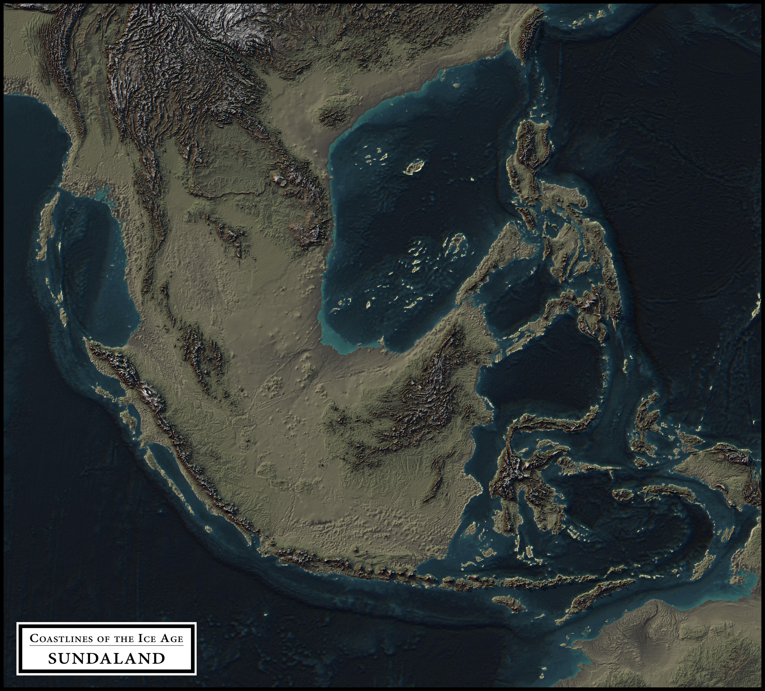 Southeast Asia Map in Ice Ages when archipelago unite with mainland of ...