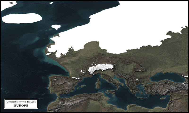 Coastlines of the Ice Age - Europe (Ice cover) by atlas-v7x on DeviantArt
