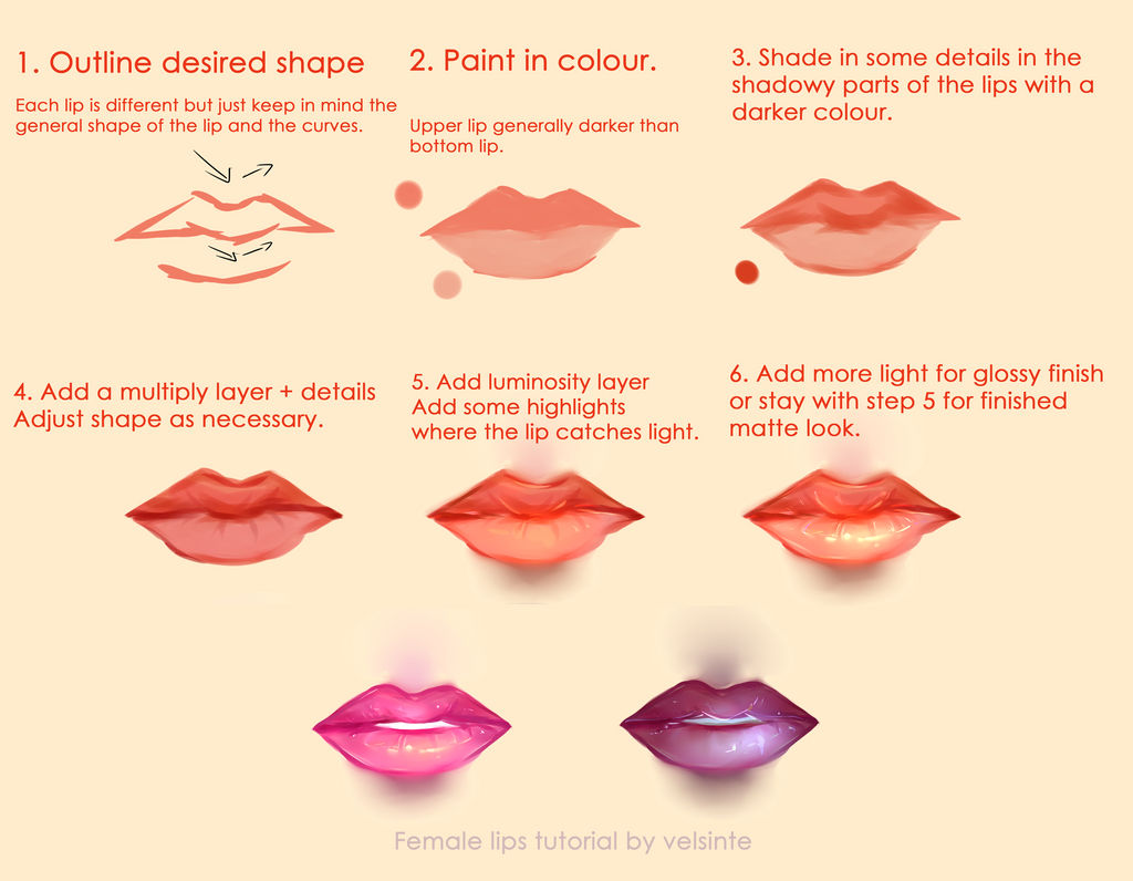 Tutorial - Semi-realistic female lips by Velsinte on DeviantArt