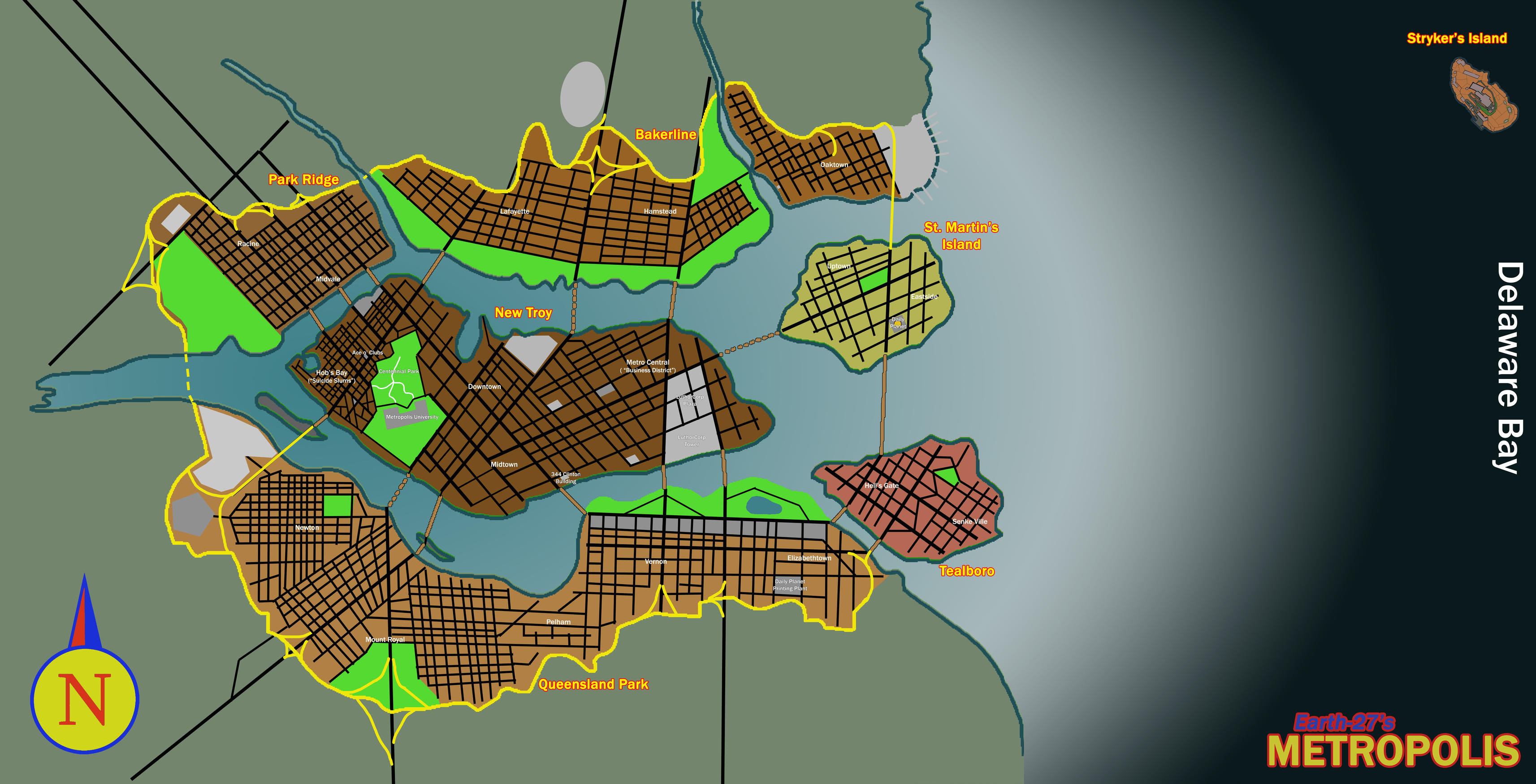 [Earth-27 for Nitwits] Map of Metropolis - WIP by Roysovitch on DeviantArt