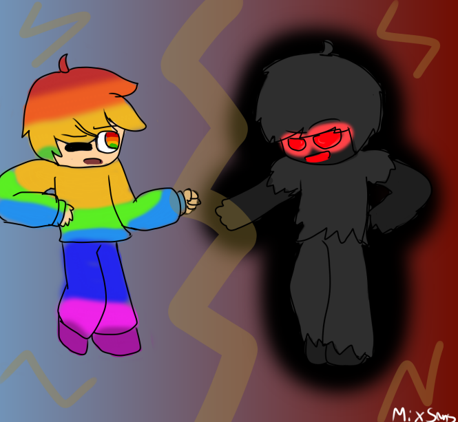 Rainbow!Steve Vs Shadow!Steve by MixSans on DeviantArt
