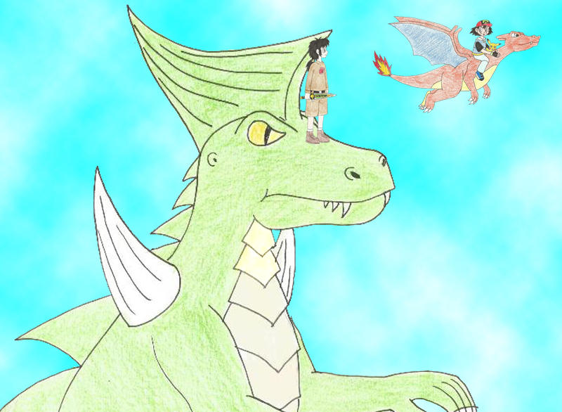 Ash and Pikachu riding Charizard by Animedino1 on DeviantArt